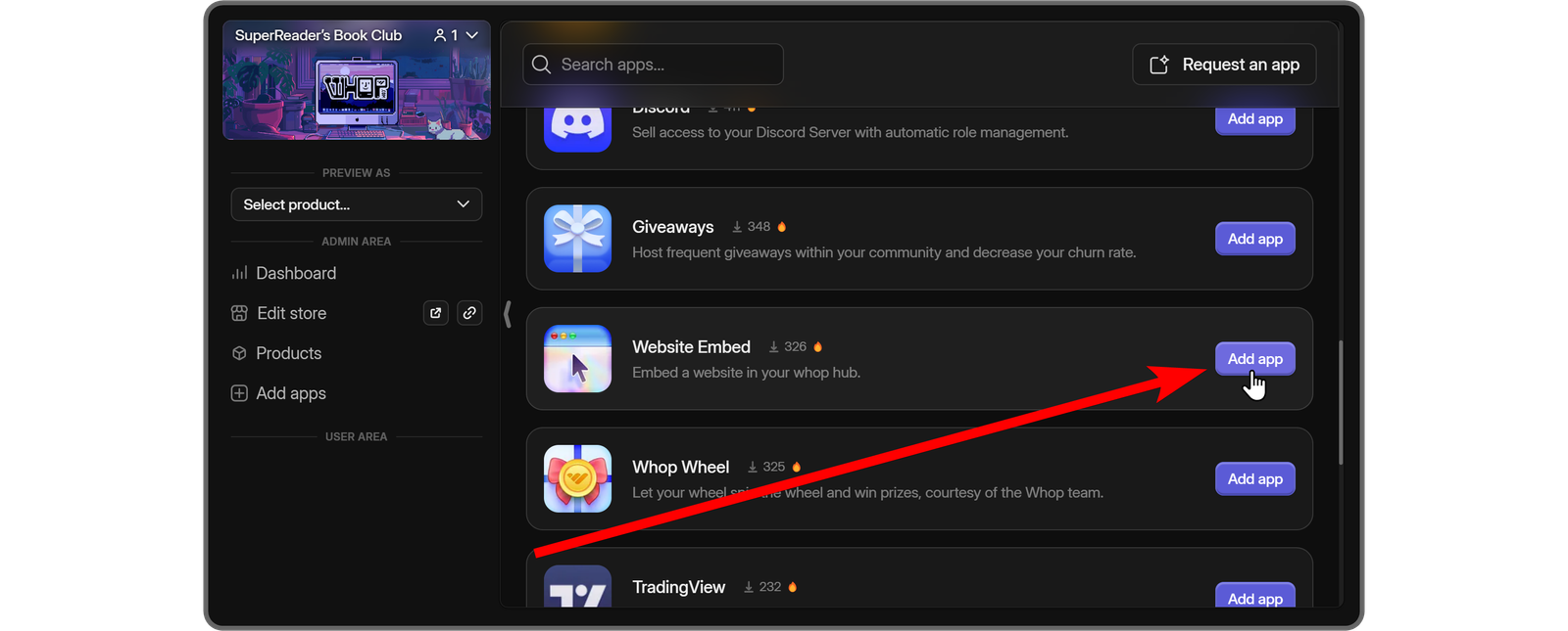 How to Use the Website Embed App on Whop