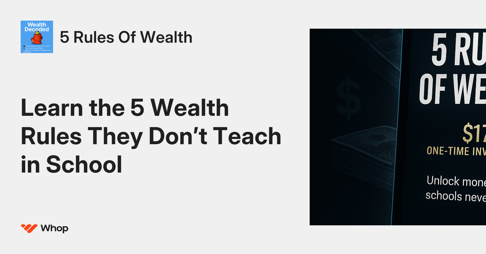 5 Rules Of Wealth | Whop