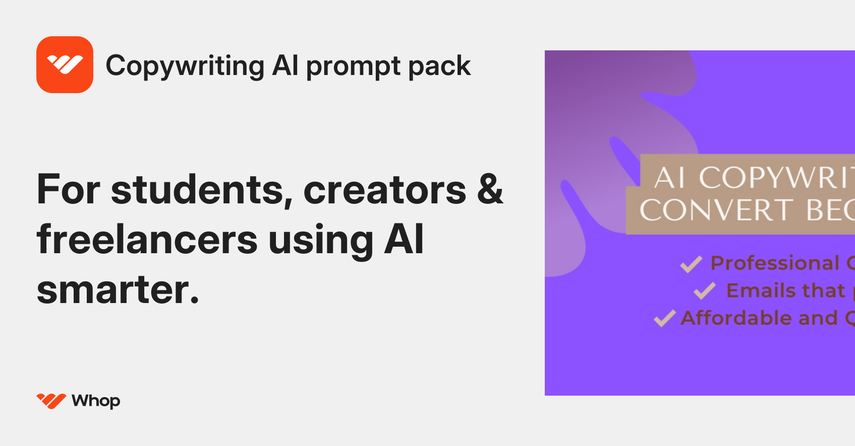 Copywriting AI prompt pack | Whop