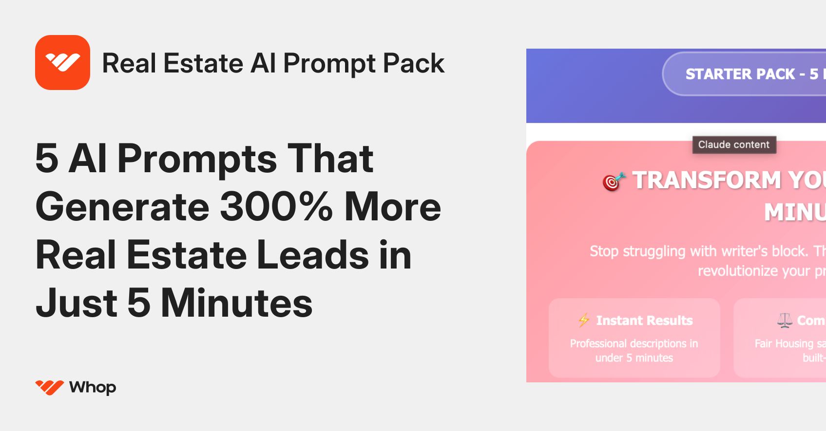 Real Estate AI Prompt Pack | Whop
