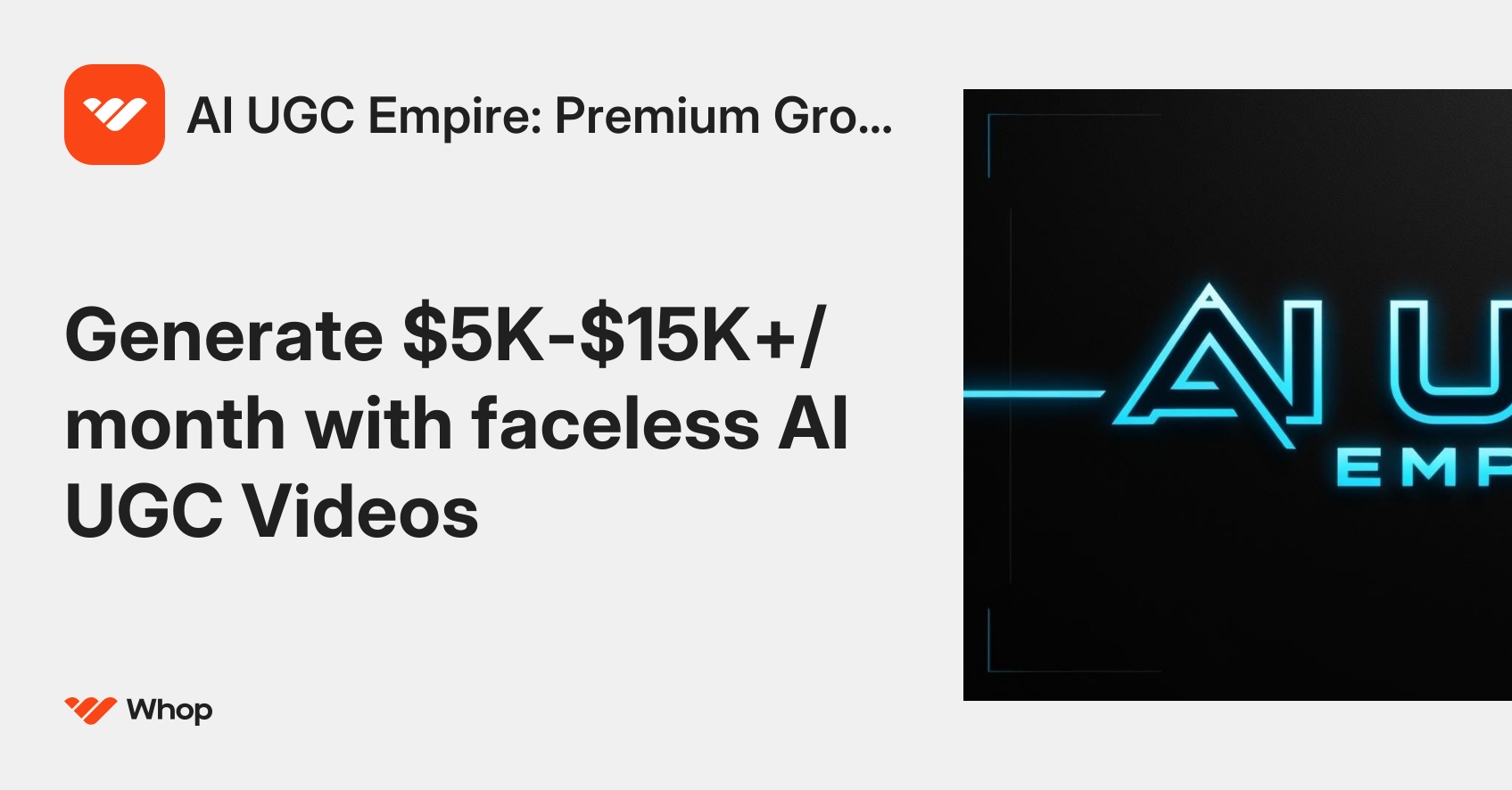 AI UGC Empire: Premium Group | Whop