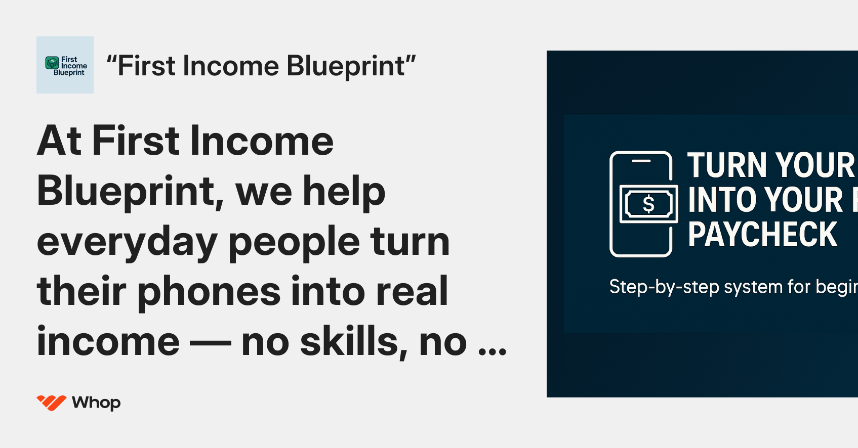“First Income Blueprint” | Whop