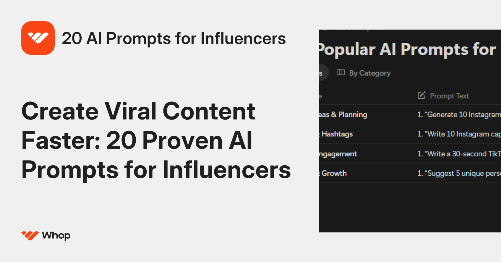 20 AI Prompts for Influencers | Whop