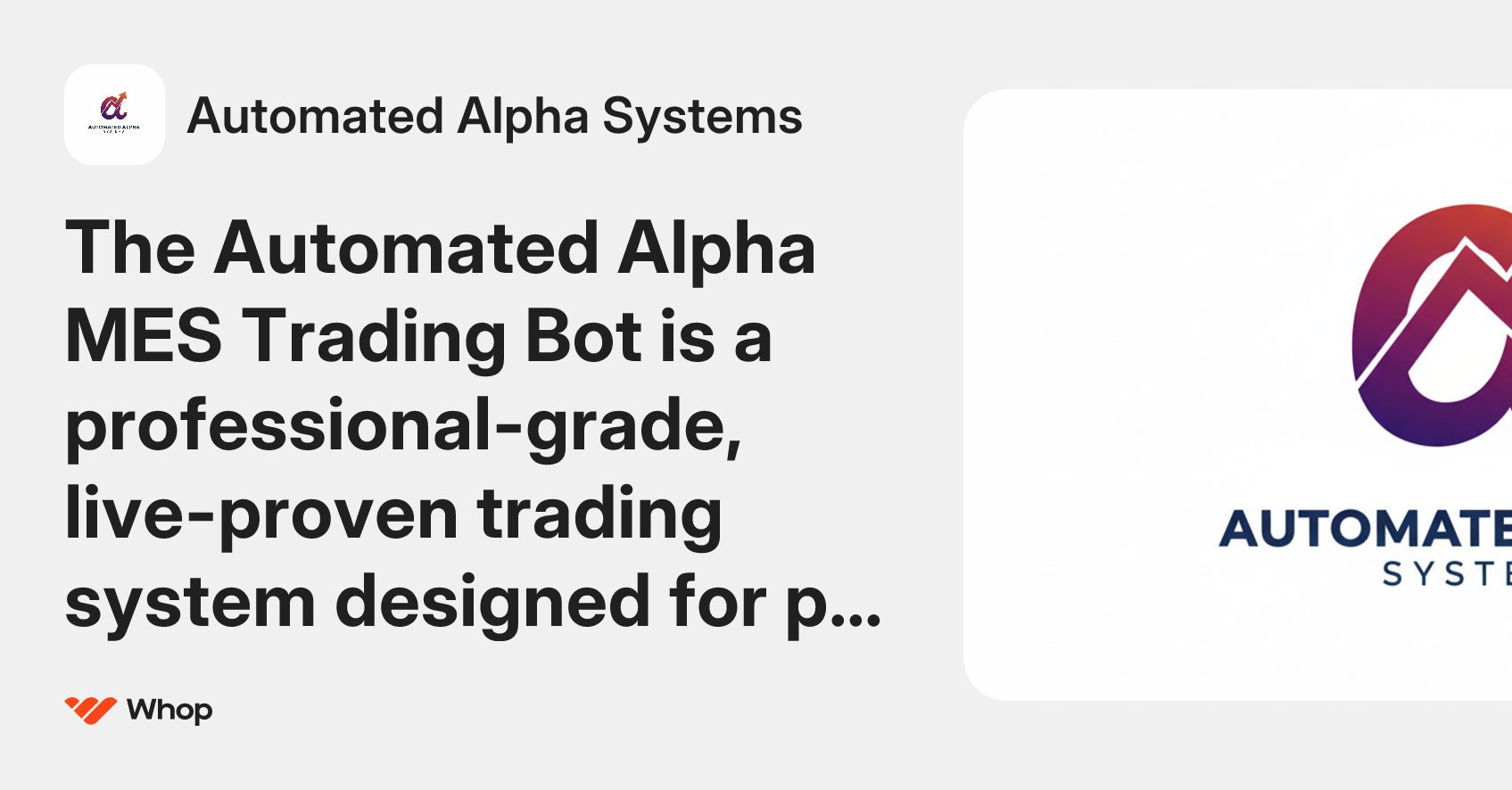 Automated Alpha Systems | Whop