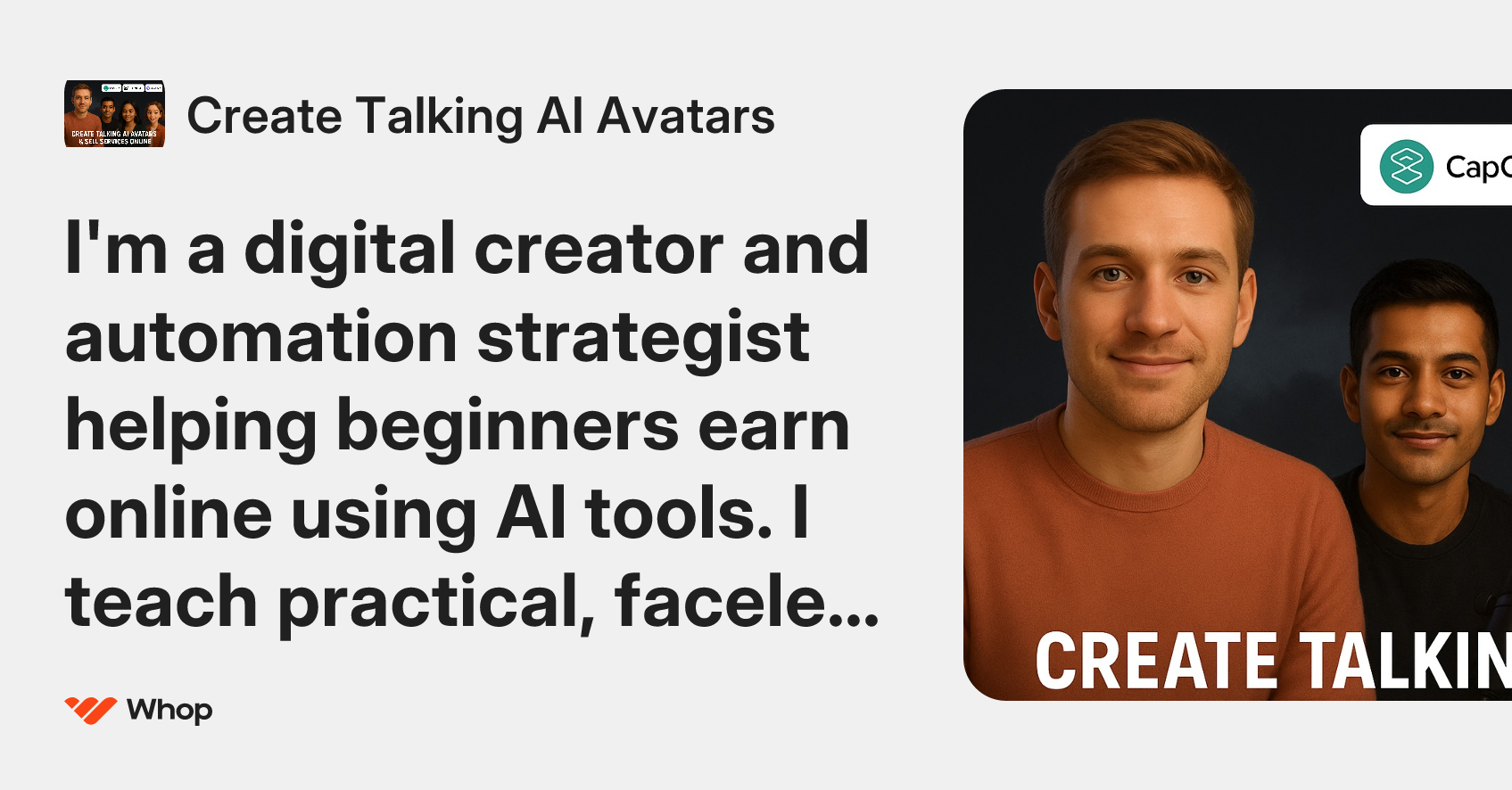 Create Talking AI Avatars | Whop