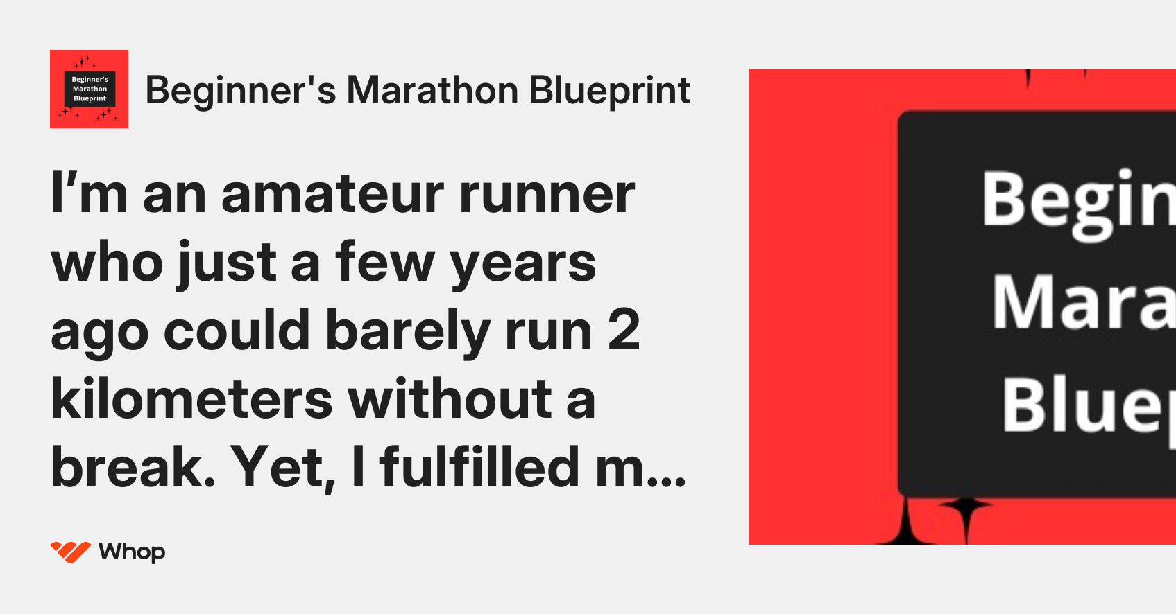 Beginner's Marathon Blueprint | Whop