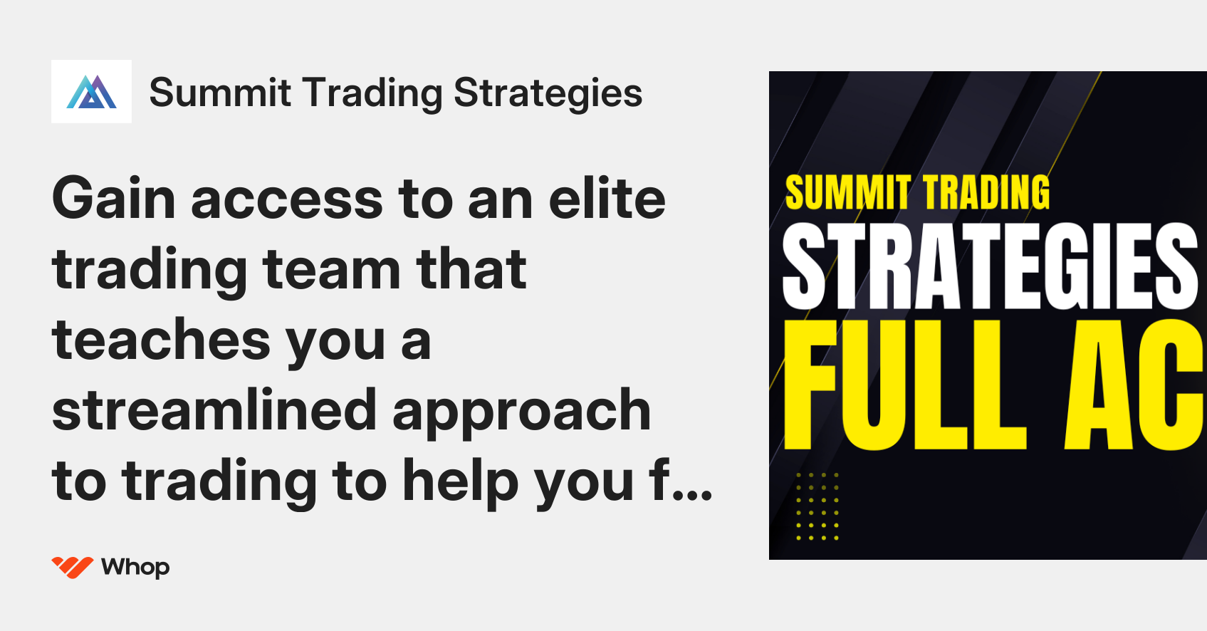Summit Trading Strategies | Whop