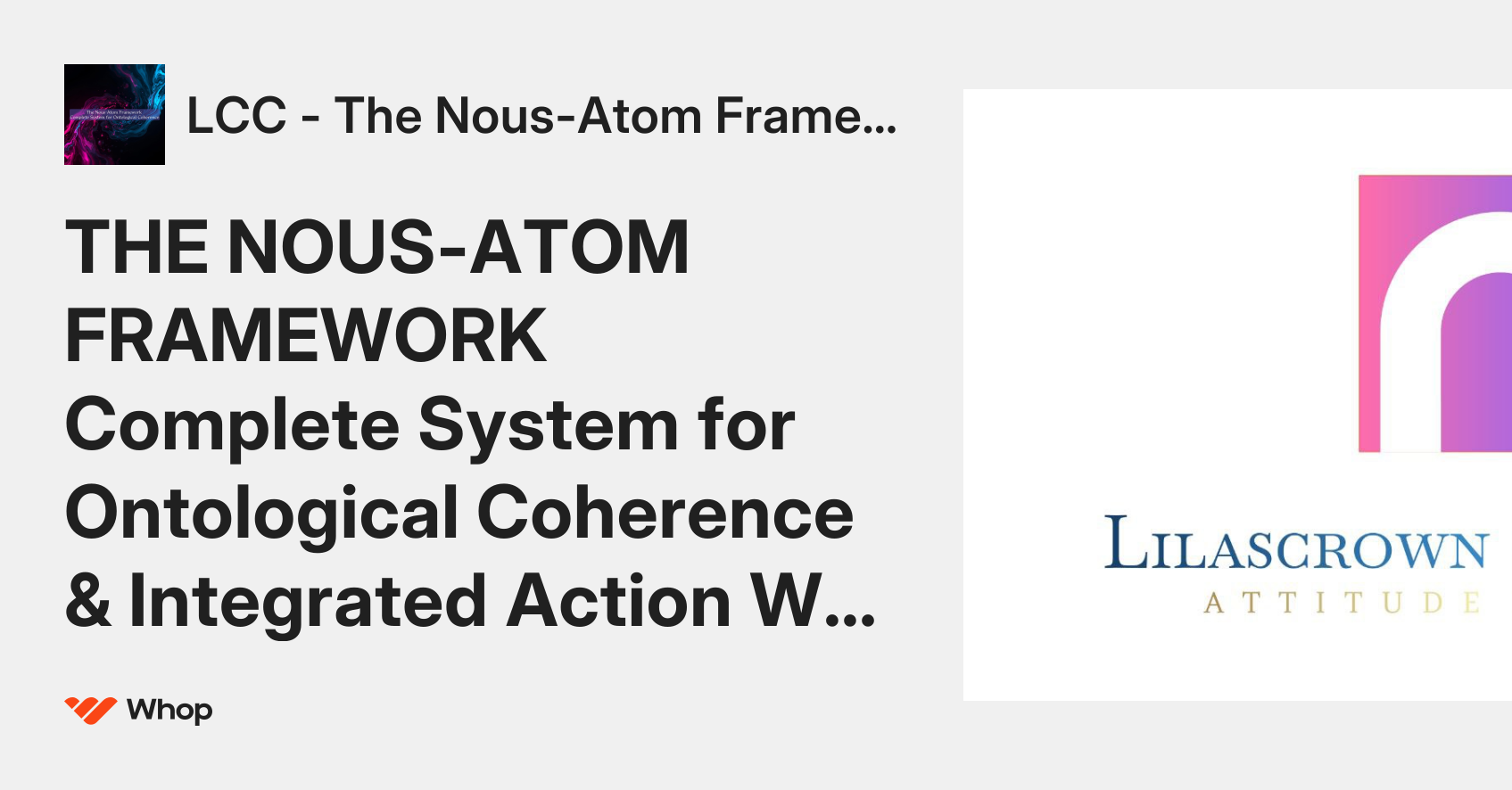 LCC - The Nous-Atom Framework | Whop