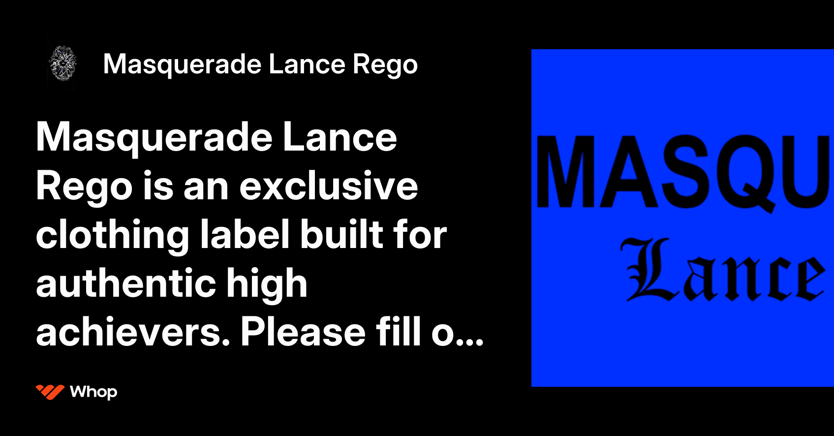 Masquerade Lance Rego | Whop