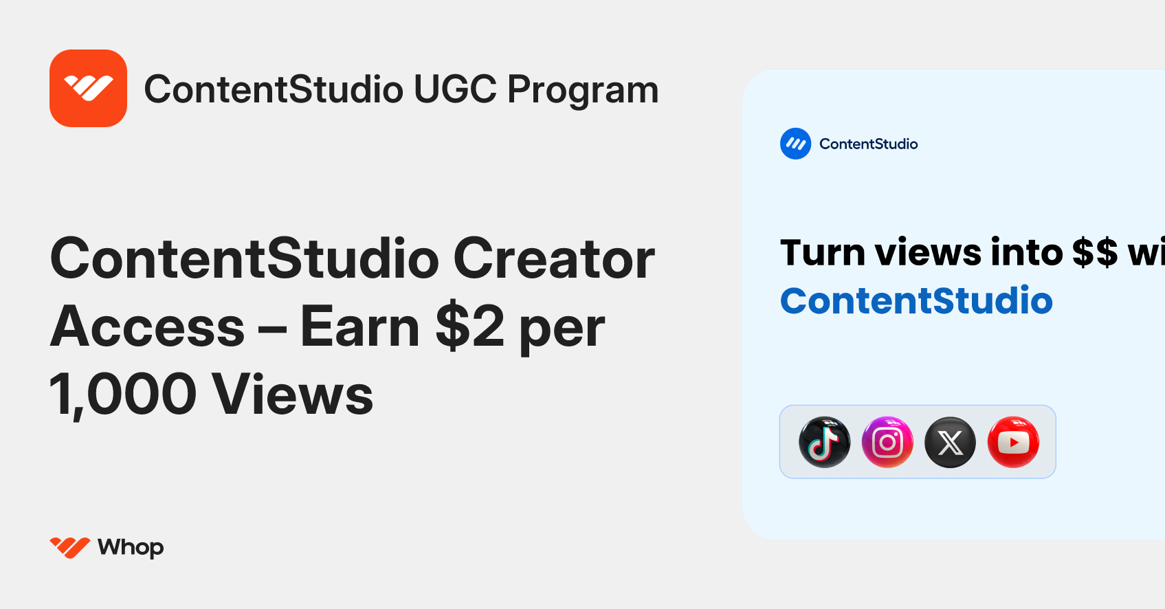 ContentStudio UGC Program | Whop