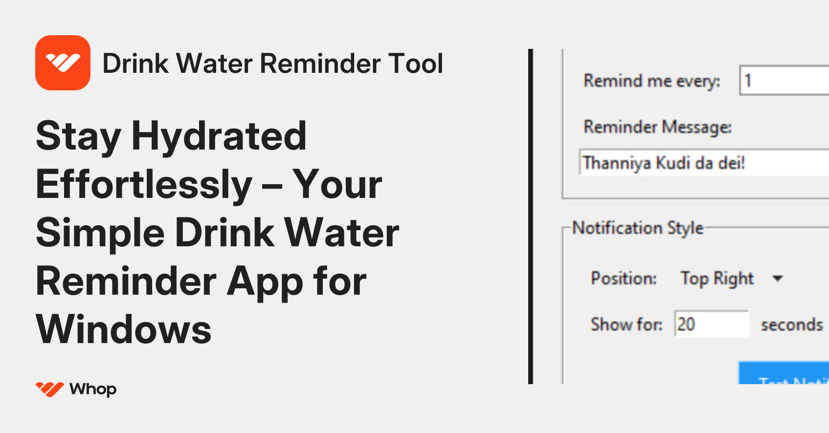 Drink Water Reminder Tool | Whop