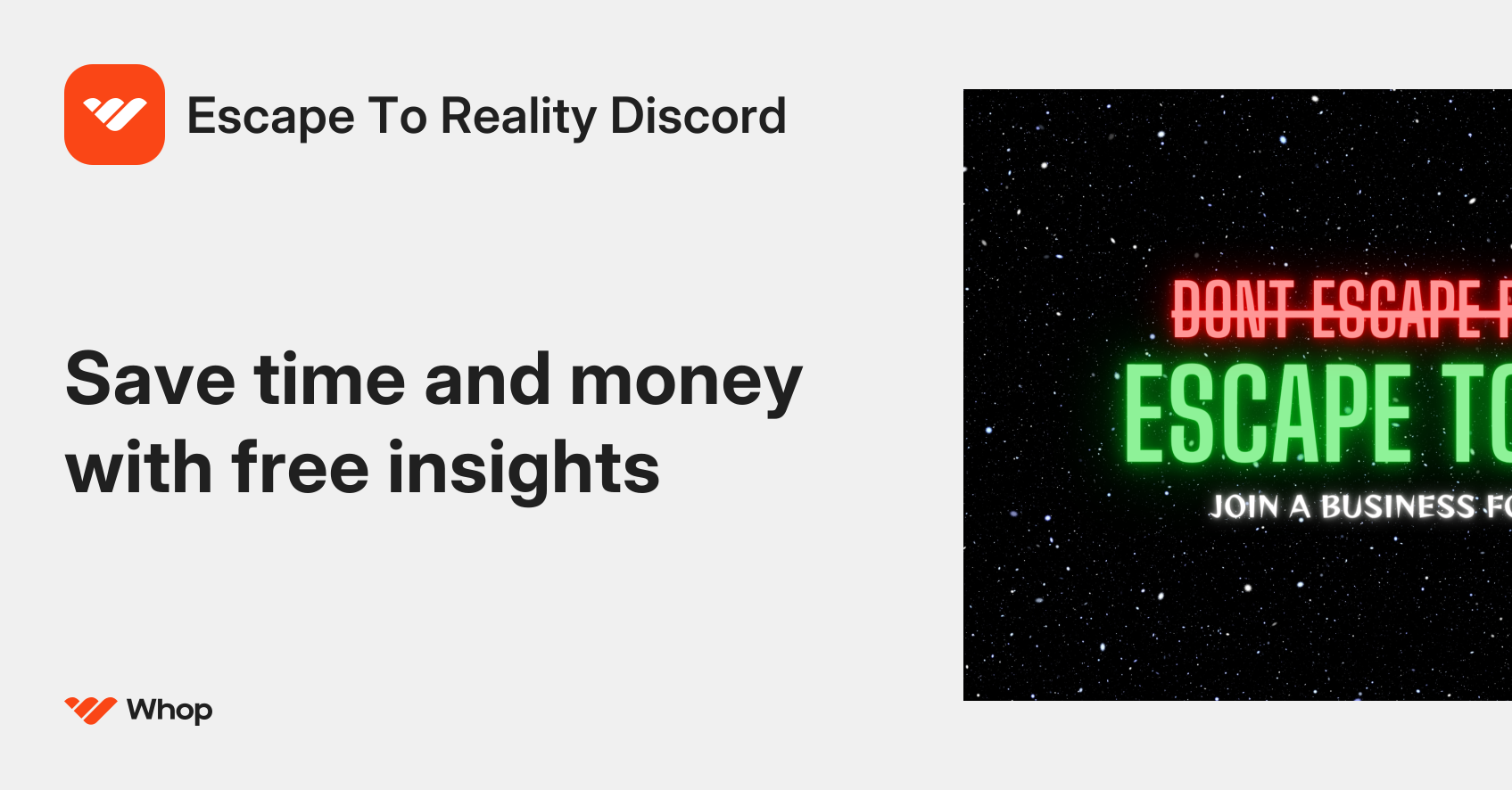 Escape To Reality Discord | Whop