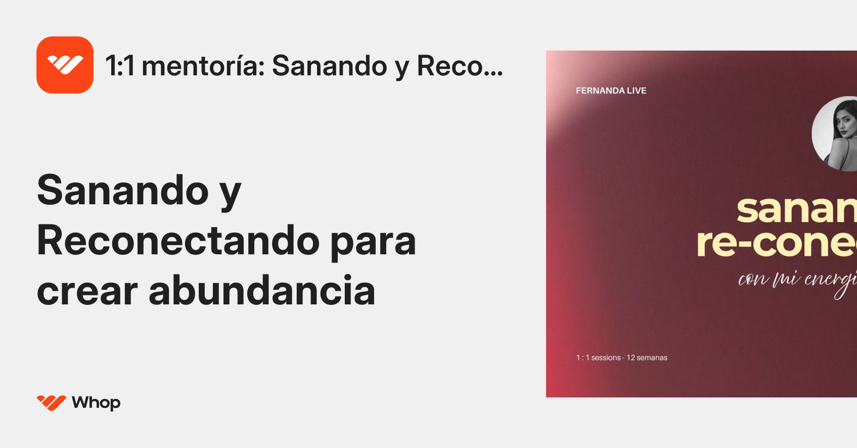 1:1 mentoría: Sanando y Reconectando | Whop