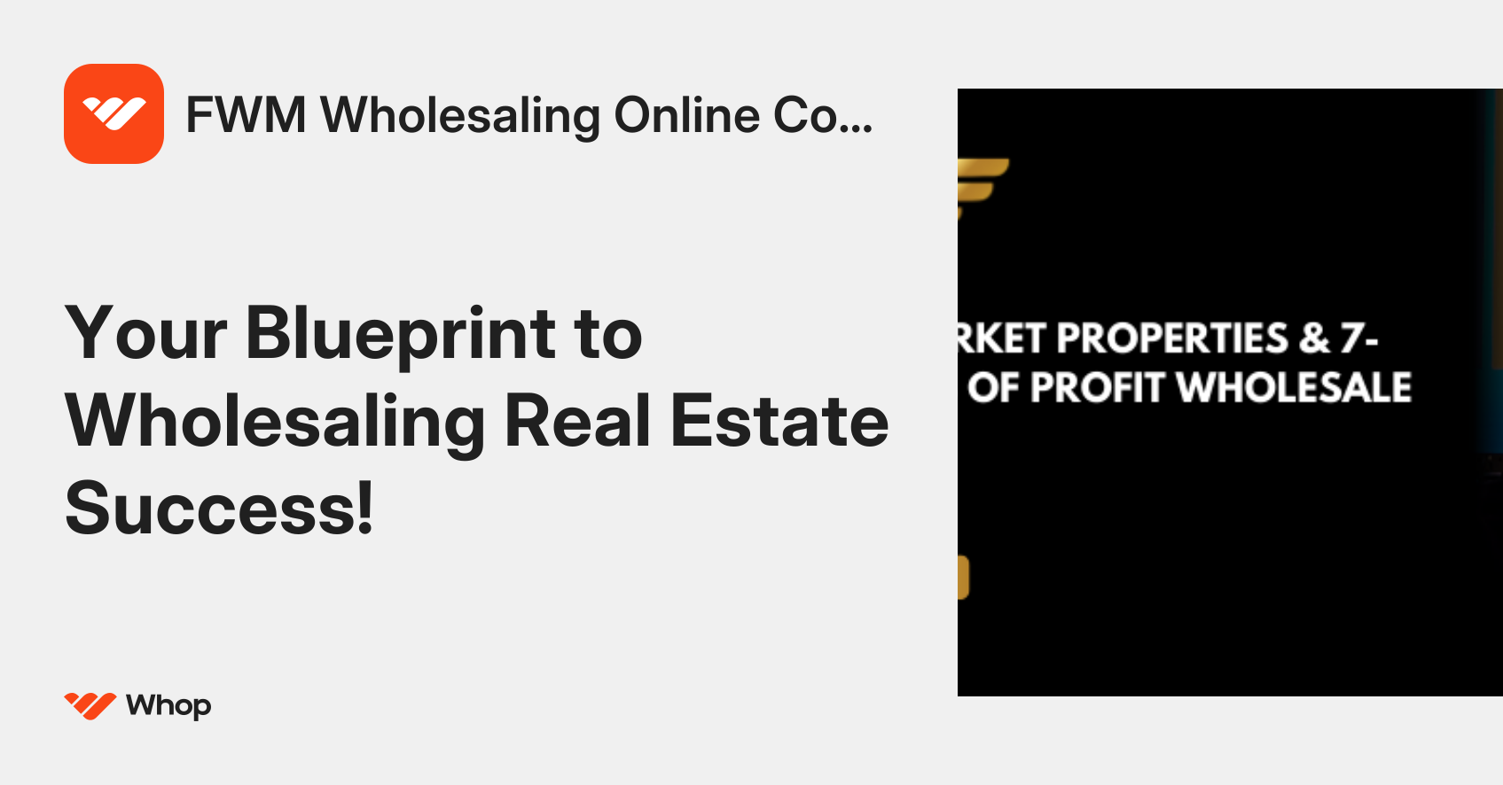FWM - Wholesaling Course | Whop