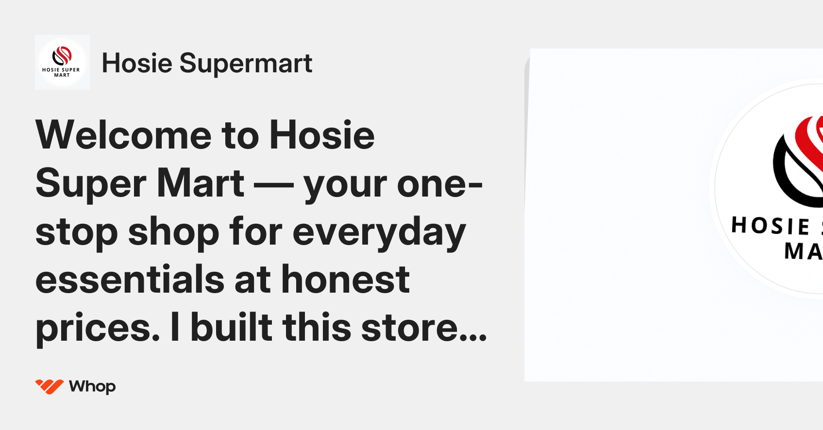 Hosie Supermart | Whop