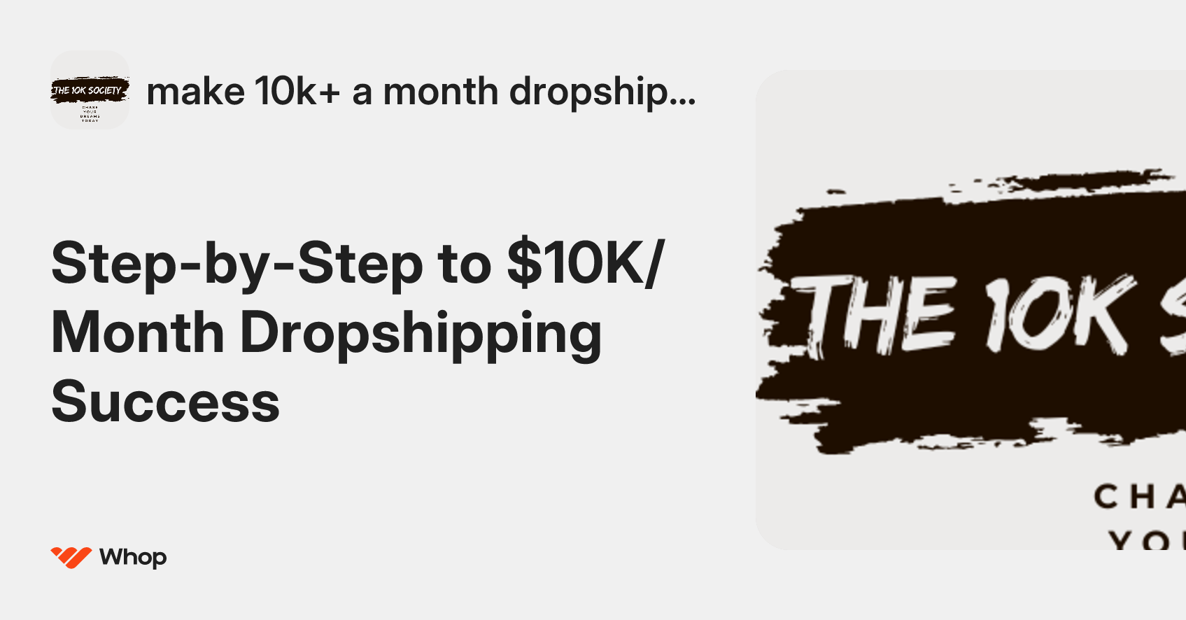 make 10k+ a month dropshipping | Whop