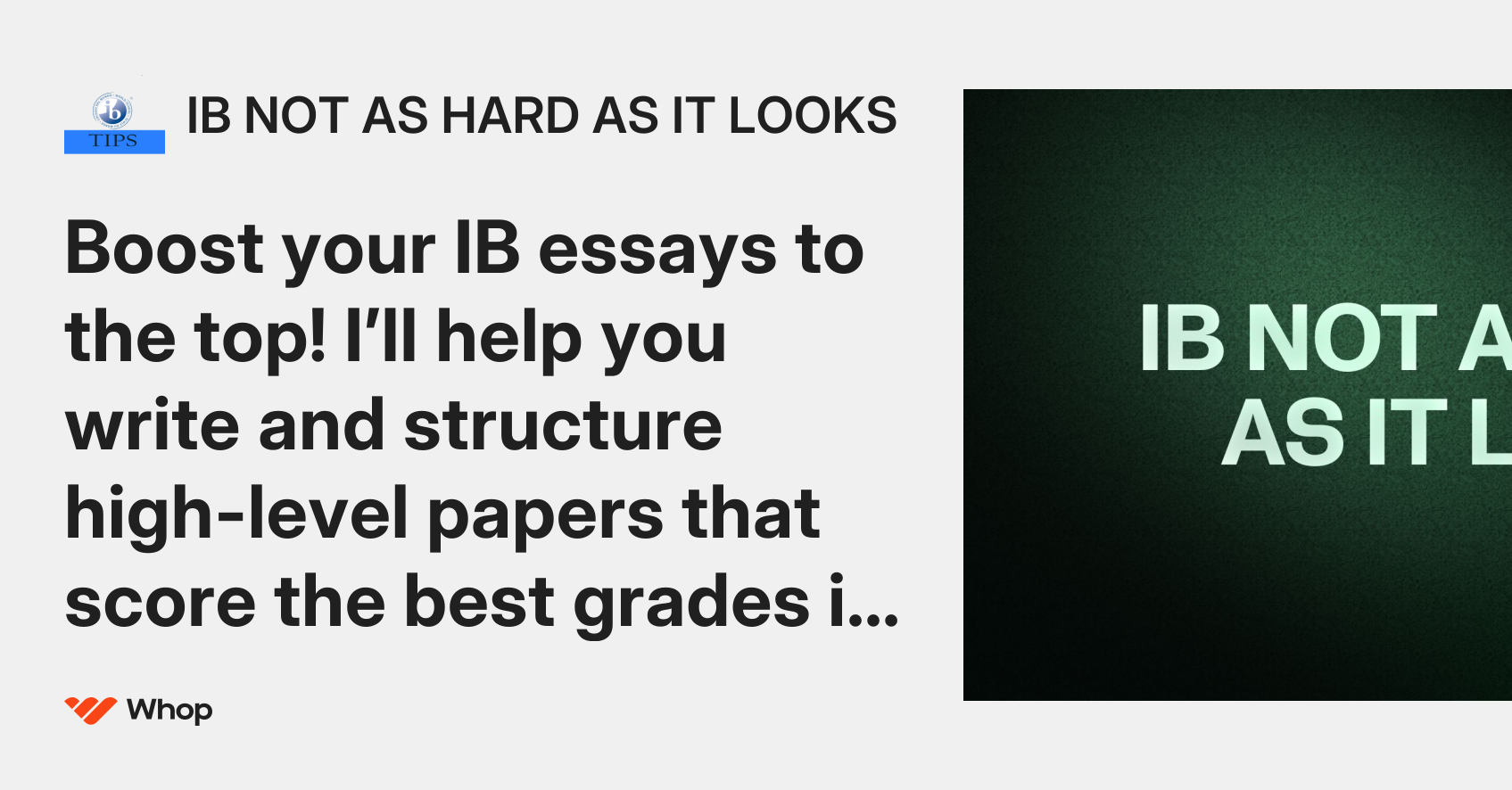 IB NOT AS HARD AS IT LOOKS | Whop