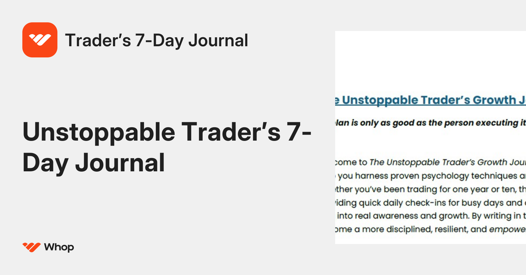 Trader’s 7-Day Journal | Whop