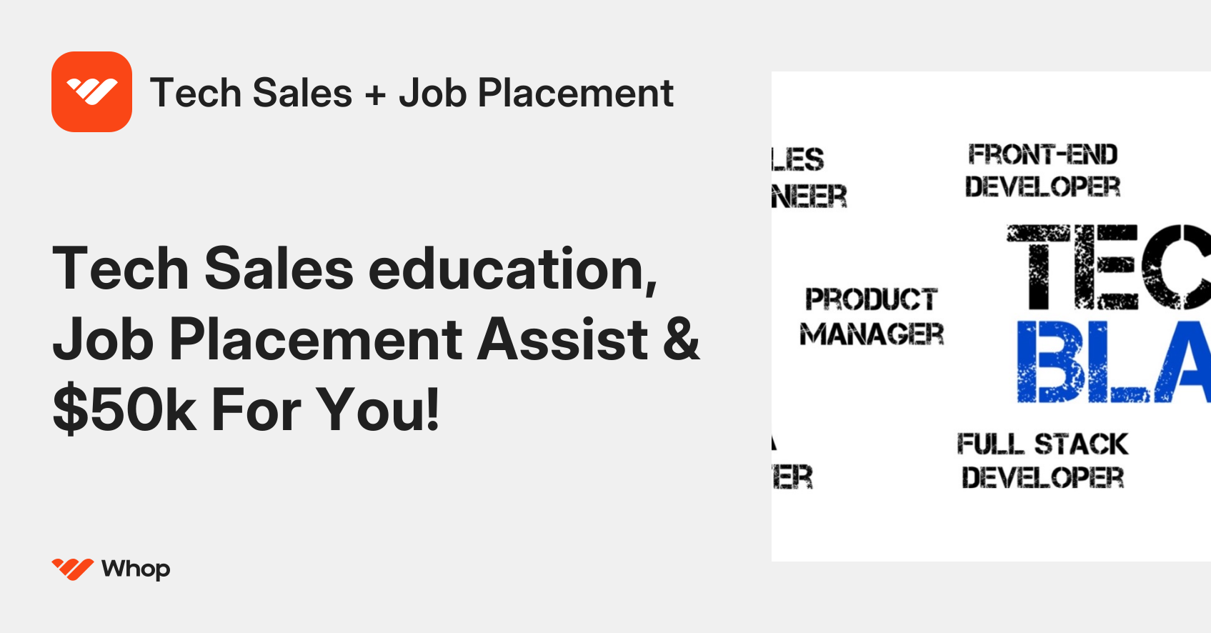 Tech Sales + Job Placement | Whop