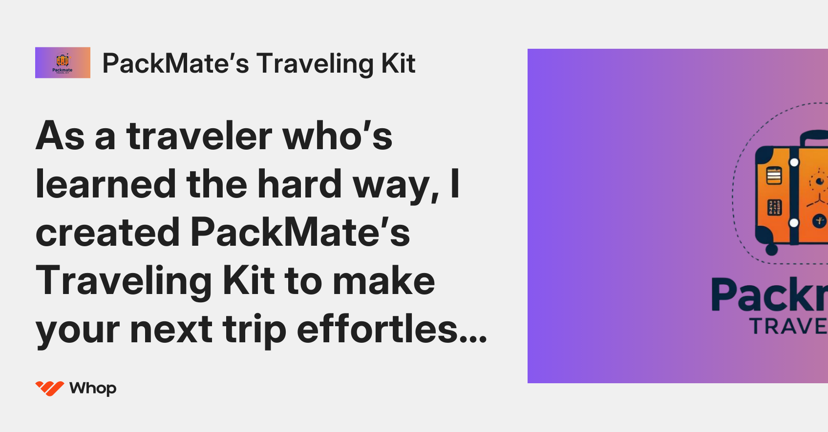 PackMate’s Traveling Kit | Whop