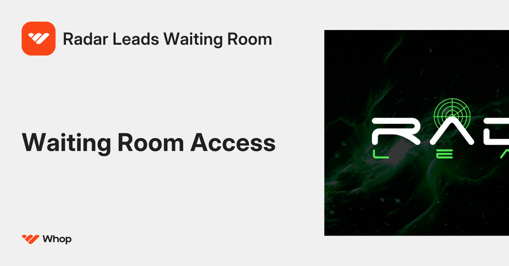 Radar Leads Waiting Room | Whop