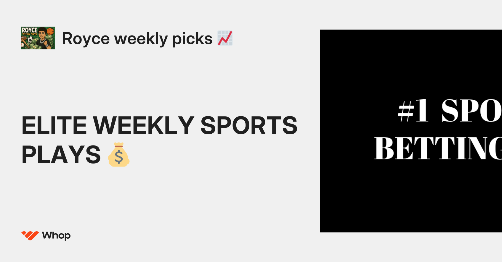 Royce weekly picks 📈 | Whop