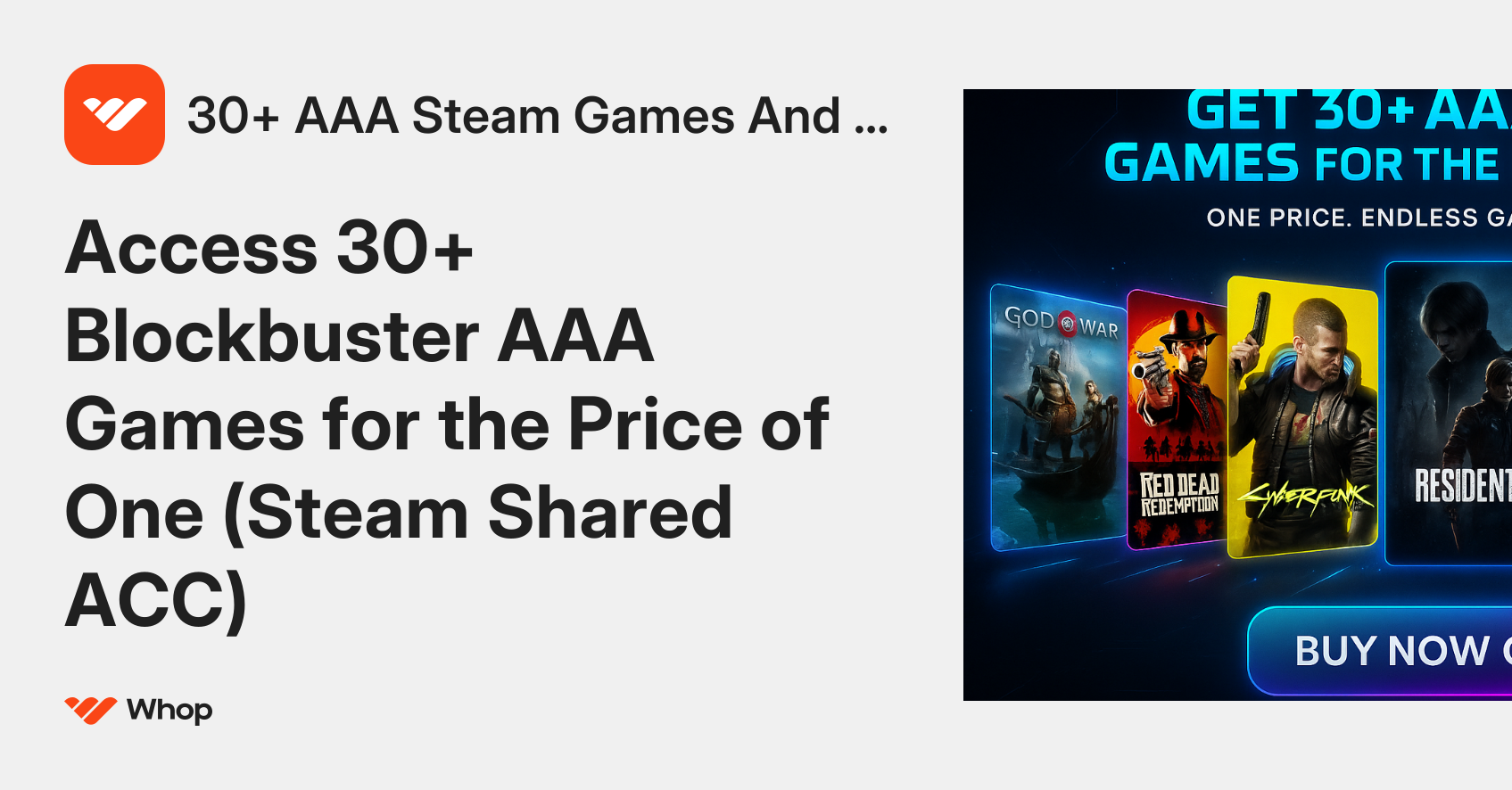 30+ AAA Steam Games And More | Whop