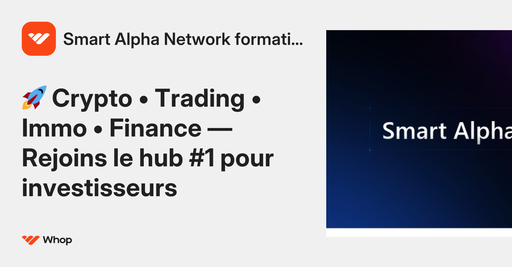 Smart Alpha Network formation | Whop