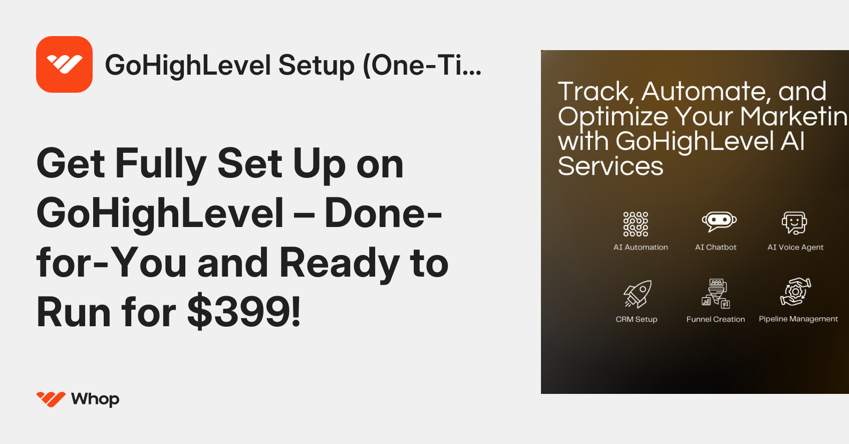 GoHighLevel Setup (One-Time) | Whop