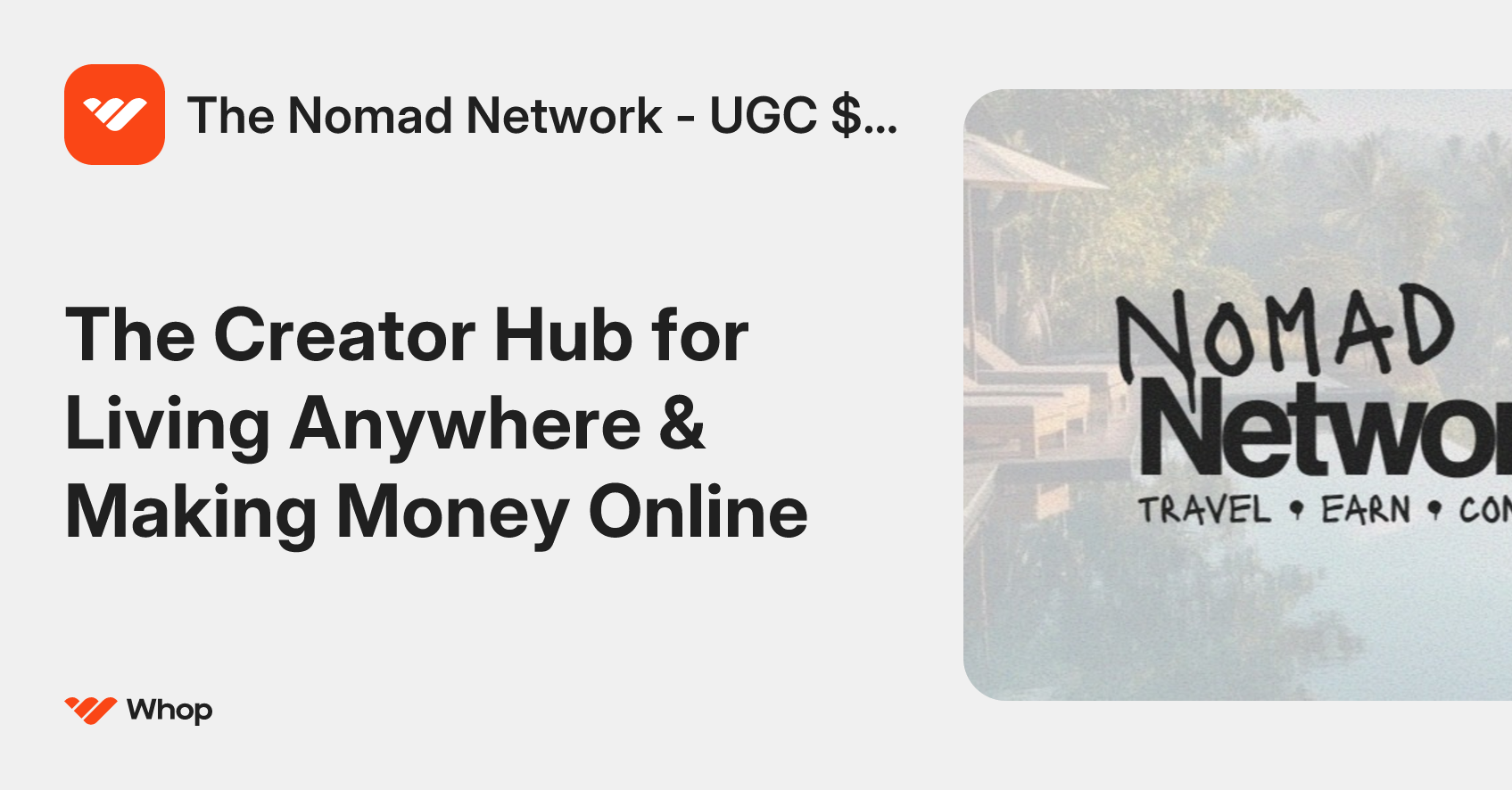 The Nomad Network - UGC $$ | Whop