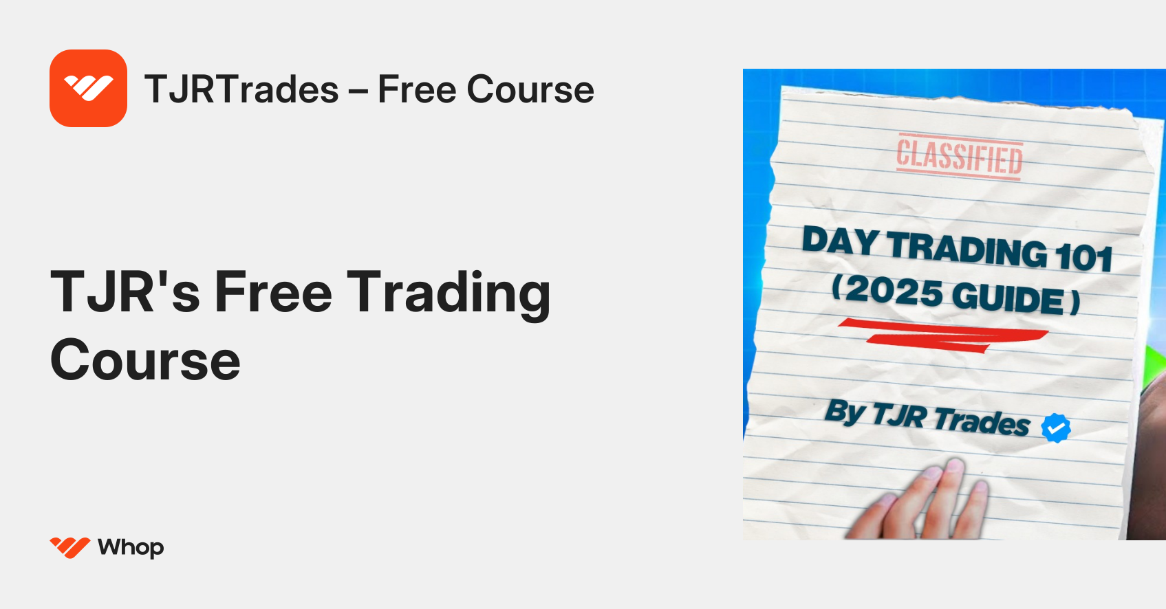 TJRTrades – Free Course | Whop